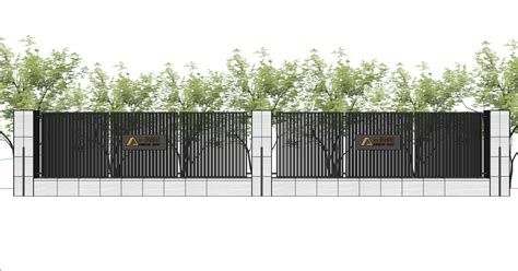 现代豪华围墙su模型 建筑外墙 土木在线
