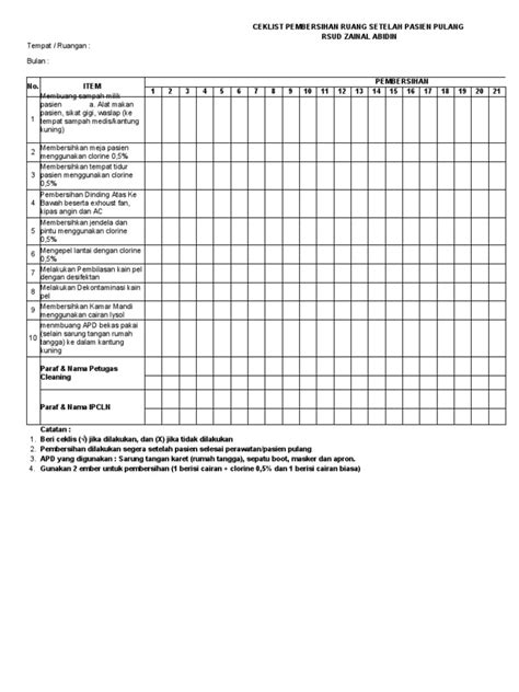 Form Monitoring Pembersihan Pdf