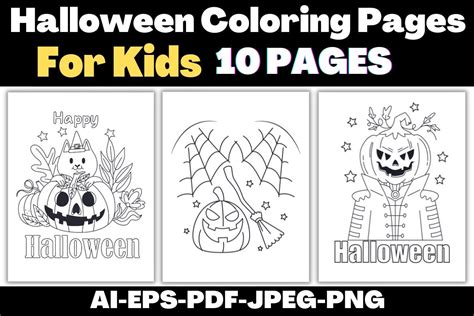 Halloween Coloring Book Pages Graphic By Pixel Creation · Creative Fabrica