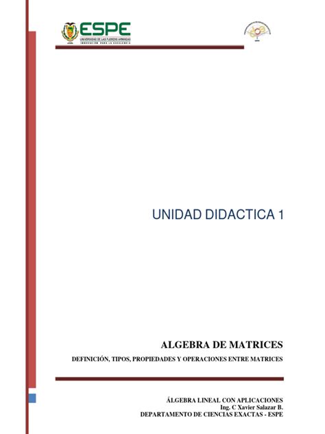 Clase2 Operaciones1 Pdf Matriz Matemáticas Álgebra Lineal