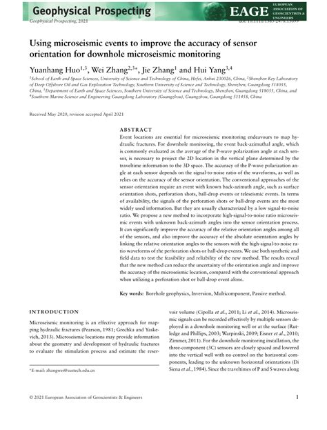 Pdf Using Microseismic Events To Improve The Accuracy Of Sensor
