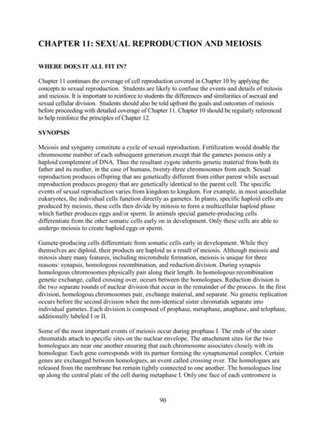 Sexual Reproduction Meiosis Chapter Summary