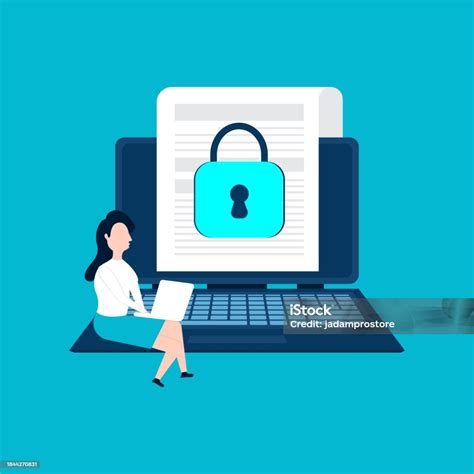 Secure Confidential Document Online Access With Private Lock On Laptop Electronic Safety