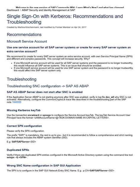 Single Sign On With Kerberos Recommendations And Troubleshooting Security And Identity