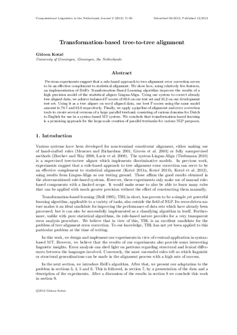 pdf transformation based tree to tree alignment