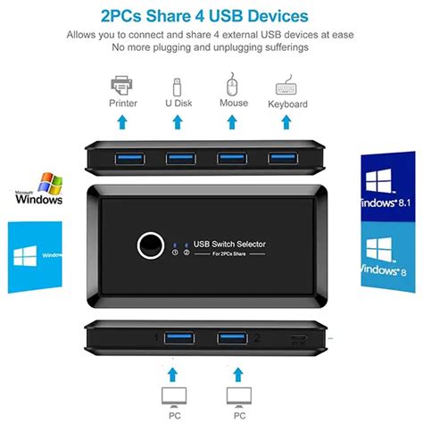 Usb 30 Usb Shared Switcher 2 Inputs 4 Outputs Kvm Switch Idolk