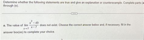 Solved Determine Whether The Following Statements Are True Chegg