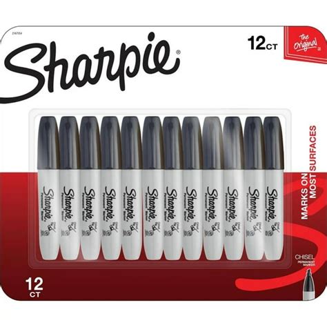 Sharpie Chisel Tip Permanent Markers Black 12 Count Walmart Business Supplies