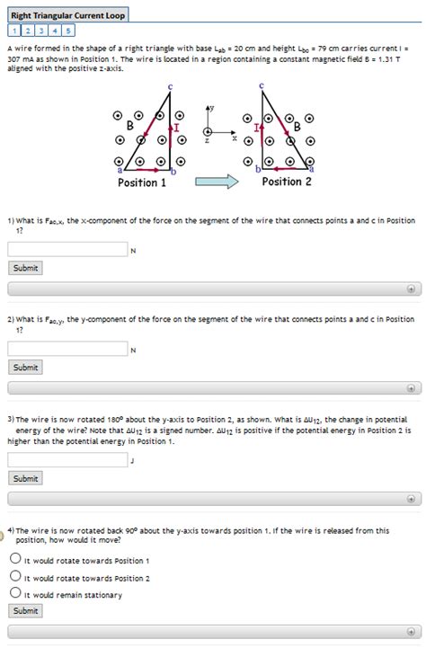 solved right triangular current loop a wire formed in the
