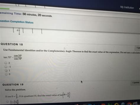 Solved Use Fundamental Identities And Or The Complementary