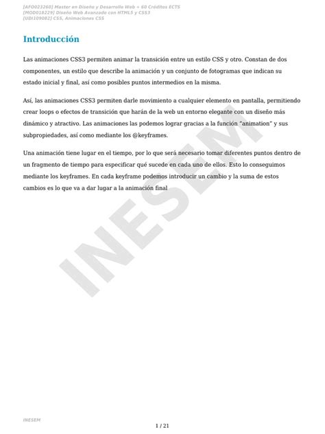 Css Animaciones Css Pdf Script Java Diseño Web