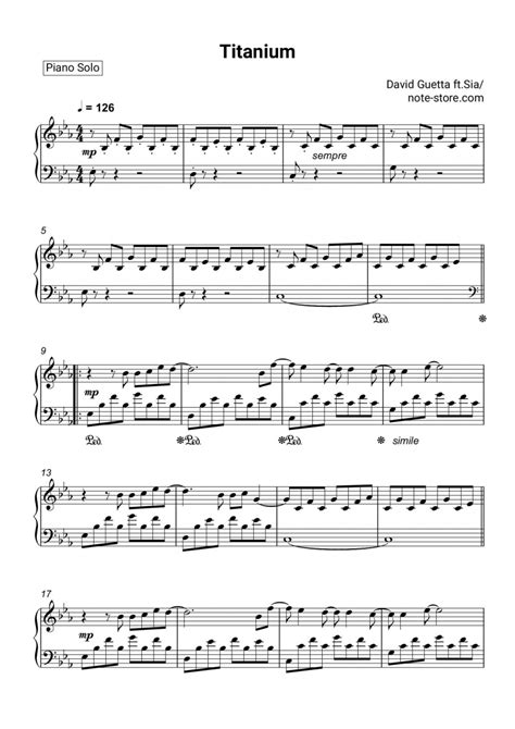David Guetta Sia Titanium Sheet Music For Piano Download Piano Solo Sku Pso0011428 At