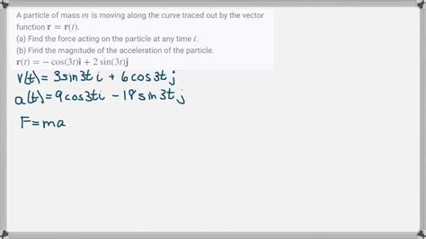SOLVED A particle of mass m is moving along the curve traced out by the vector function 𝐫 𝐫 t