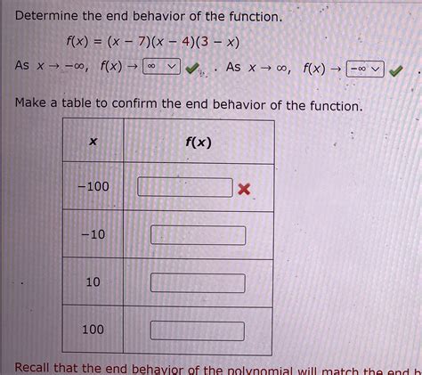 Solved Determine The End Behavior Of The Function Chegg Com