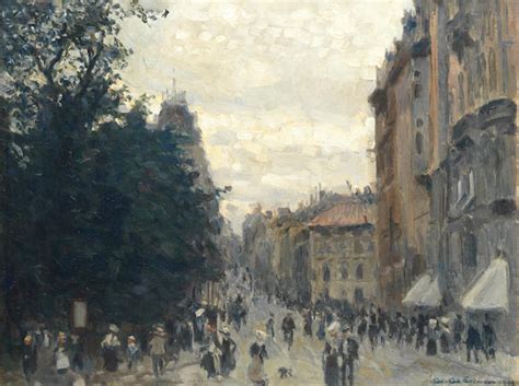 Bonhams Axel Erdmann Swedish 1873 1954 A View Of A Busy Street Probably Stockholm