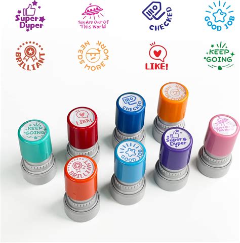 Amazon Com CHECKED By ExcelMark Custom Round Self Inking Teacher Stamp Office Products