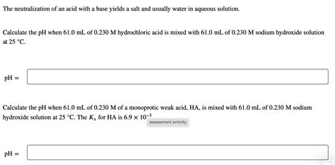 Solved Calculate The PH When 61 0 ML Of 0 230M Hydrochloric Chegg Com