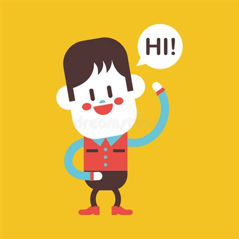 Character Illustration Design Boy Saying Hi Cartooneps Stock Vector Illustration Of Smile