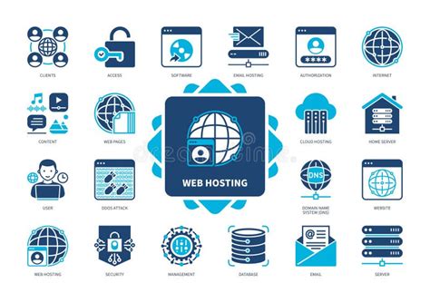 Web Hosting Solid Icon Set Stock Illustration Illustration Of Cloud