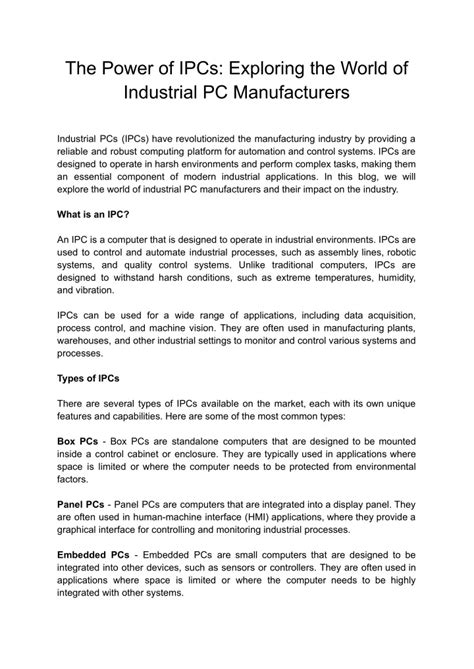 PPT IPC Manufacturer PowerPoint Presentation Free Download ID