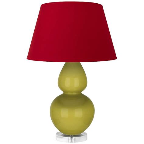 Double Gourd 30h Citron And Lucite Table Lamp W Black And Red Made To