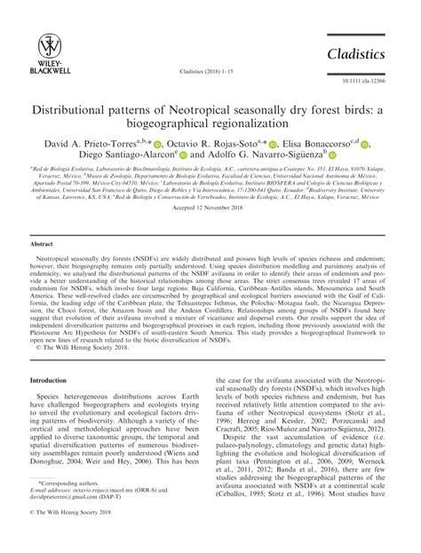 Pdf Distributional Patterns Of Neotropical Seasonally Dry Forest Birds A Biogeographical