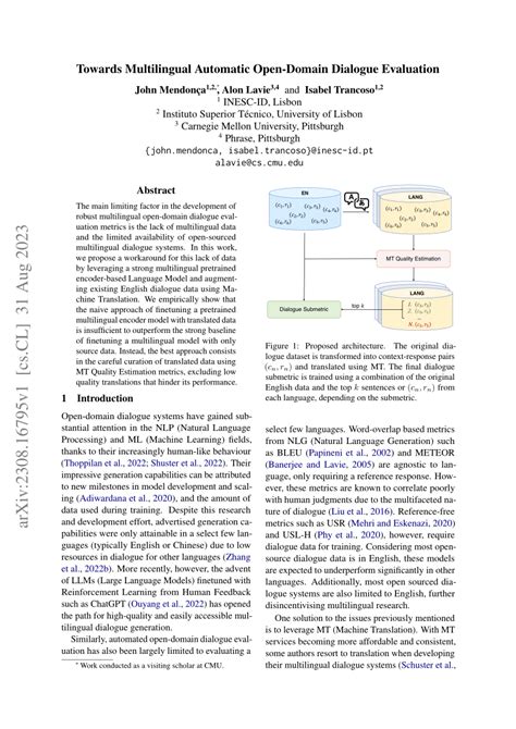Pdf Towards Multilingual Automatic Dialogue Evaluation