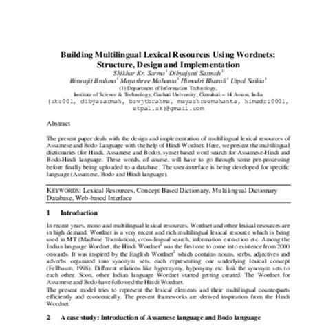 Building Multilingual Lexical Resources Using Wordnets Structure Design And Implementation