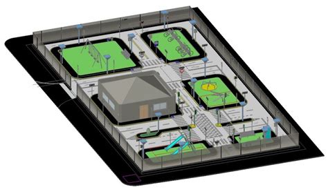 Building And Park Area Detail 3d Model Cad Block Layout File In Dwg Format