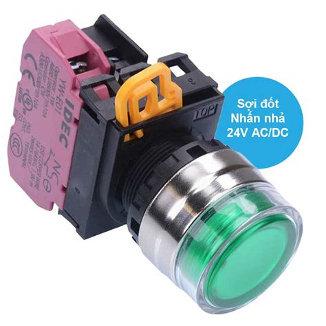 Nút Nhấn Nhả Có đèn Idec Yw4l Mf2e01q7g 24vacdc D22 1nc Xanh