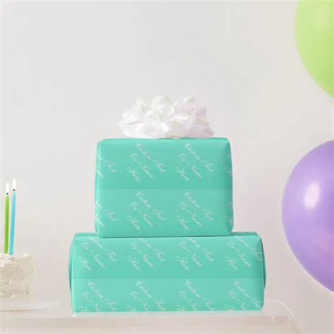 Timeless Elegance Mint Green White Name Text Word Wrapping Paper Zazzle