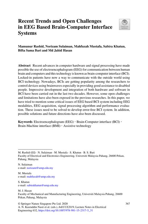 Pdf Recent Trends And Open Challenges In Eeg Based Brain Computer Interface Systems
