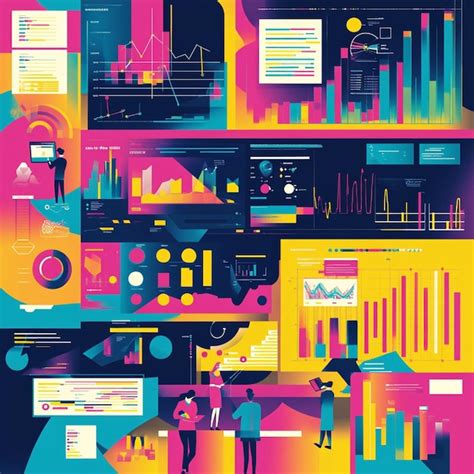 A Vibrant Scene Of Data Analysts Working With Dashboards And Reports To