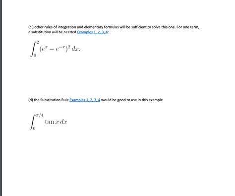 Solved C Other Rules Of Integration And Elementary Chegg Com