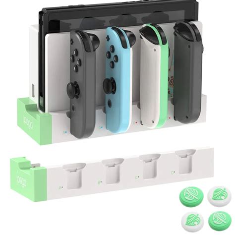 Nintend Switch Joycon 충전 도크 Nintendo Switch Ns Nx 전원 공급 장치 용 개별 Led 표시기가있는 충전기 스탠드 스테이션충전기