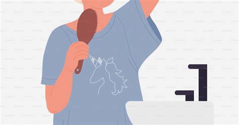 빗으로 노래하는 어린 소녀 아침 관리 루틴 어린이 위생 절차 벡터 일러스트레이션 벡터 Unsplash의 빗 이미지