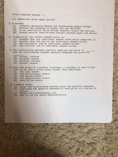 Solved Total Possible Points All Questions Carry Equal Chegg Com