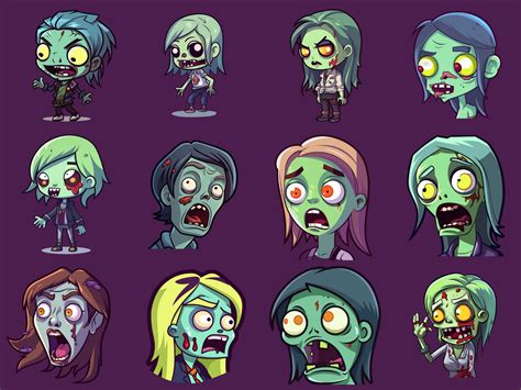 71 Twitch And Discord Female Zombie Emote Pack Creepy Love Zombie Shocked Happy Zombie