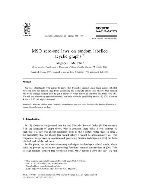 pdf mso zero one laws on random labelled acyclic graphs dokumen tips
