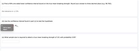 Solved C Find A 95 One Sided Lower Confidence Interval