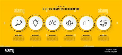 Infographic Template With 6 Options On Yellow Background Business Workflow With Multiple Steps