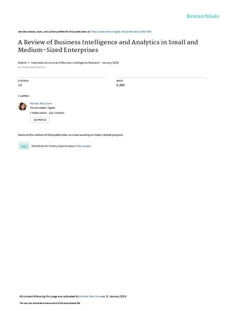 A Review Of Business Intelligence And Analytics In Small And Medium Sized Enterprises Pdf