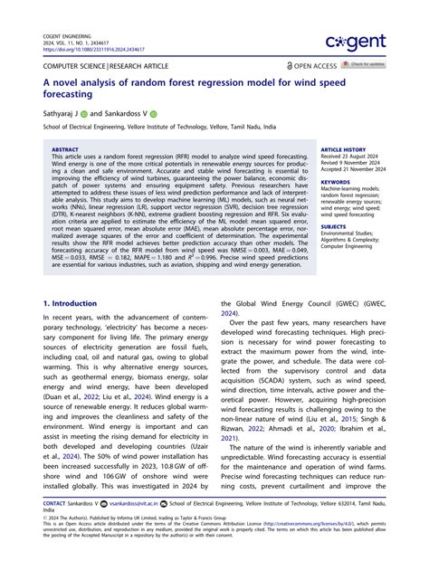 Pdf A Novel Analysis Of Random Forest Regression Model For Wind Speed