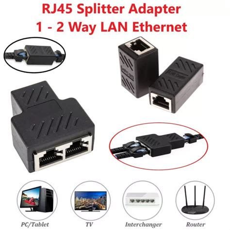 Rj45 Splitter Adapter Lan Ethernet Cable 1 2 Way Dual Female Port