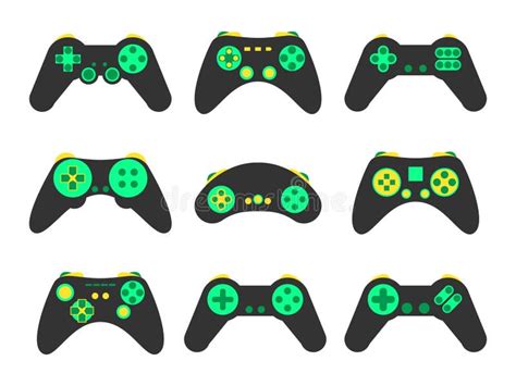 Gamepad Icon Set Isolated On White Background Joystick Game