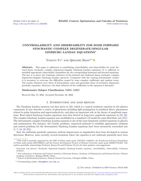 Pdf Controllability And Observability For Some Forward Stochastic Complex Degenerate Singular