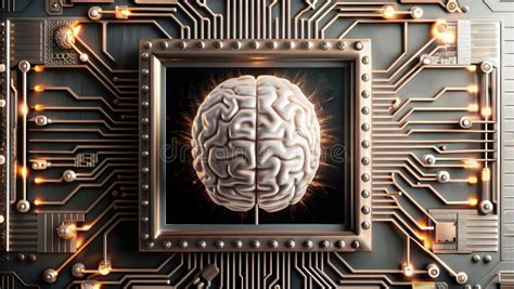 Ai Driven Digital Brain Frame Concept As A Minimalistic Border Frame With Brainwave And