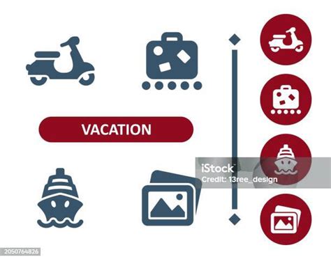 휴가 아이콘 관광 스쿠터 오토바이 수하물 수하물 유람선 사진 아이콘 0명에 대한 스톡 벡터 아트 및 기타 이미지 0명 관광 기념품 Istock