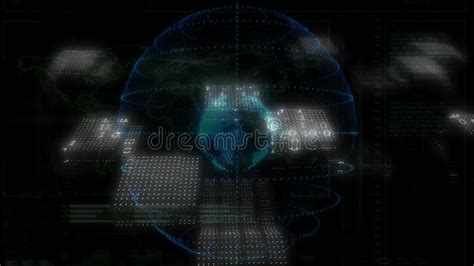 Data Processing Animation With Digital Globe And Binary Code In Motion