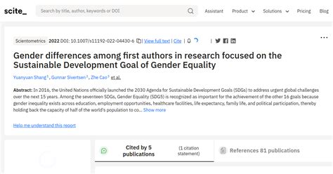 Gender Differences Among First Authors In Research Focused On The Sustainable Development Goal